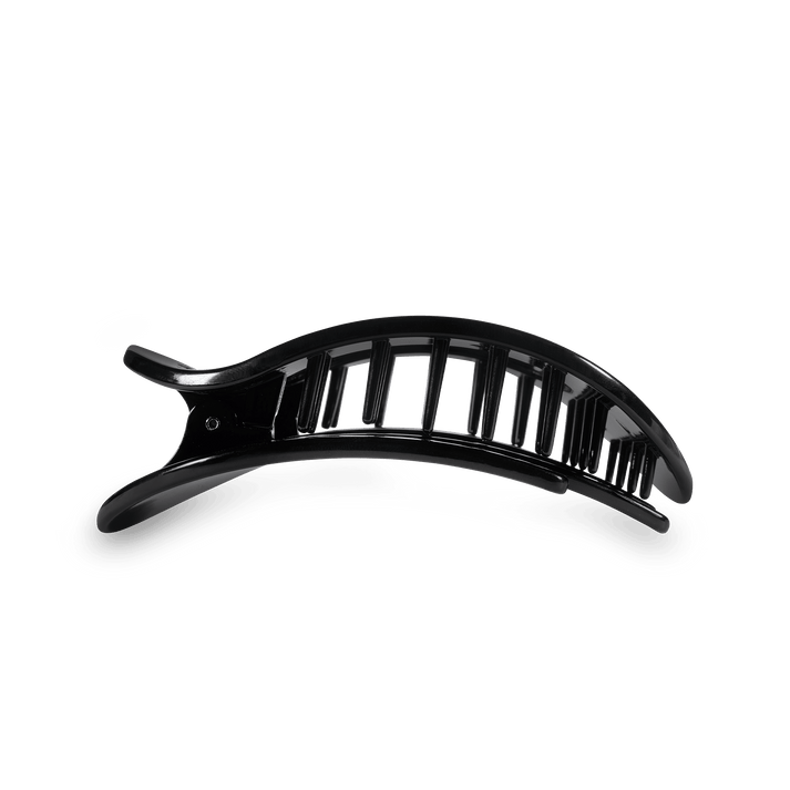 Jet Black Medium Flat Round Hair Clip in Black | TELETIES