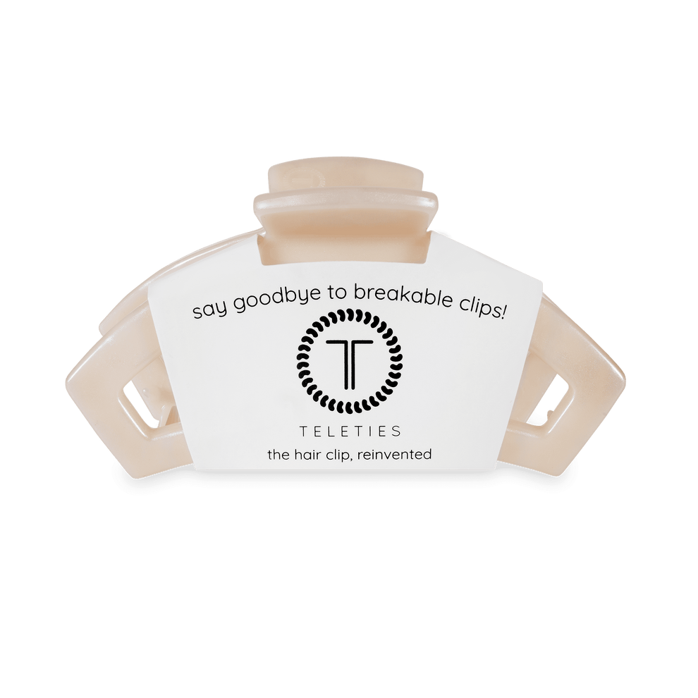 Open Soft Surf Medium Hair Clip in White | TELETIES