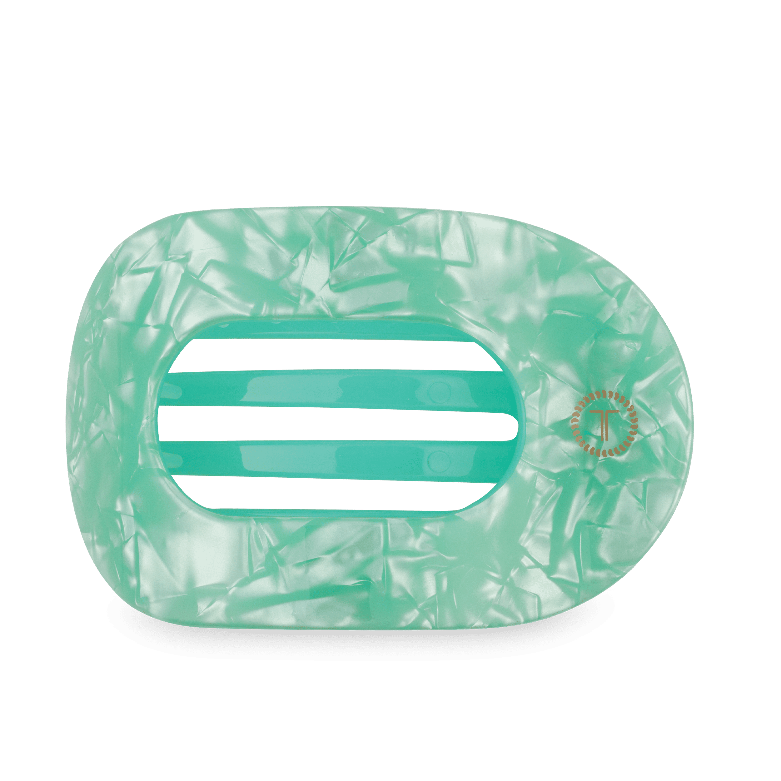 Spring Splash Large Flat Round Hair Clip in Green | TELETIES