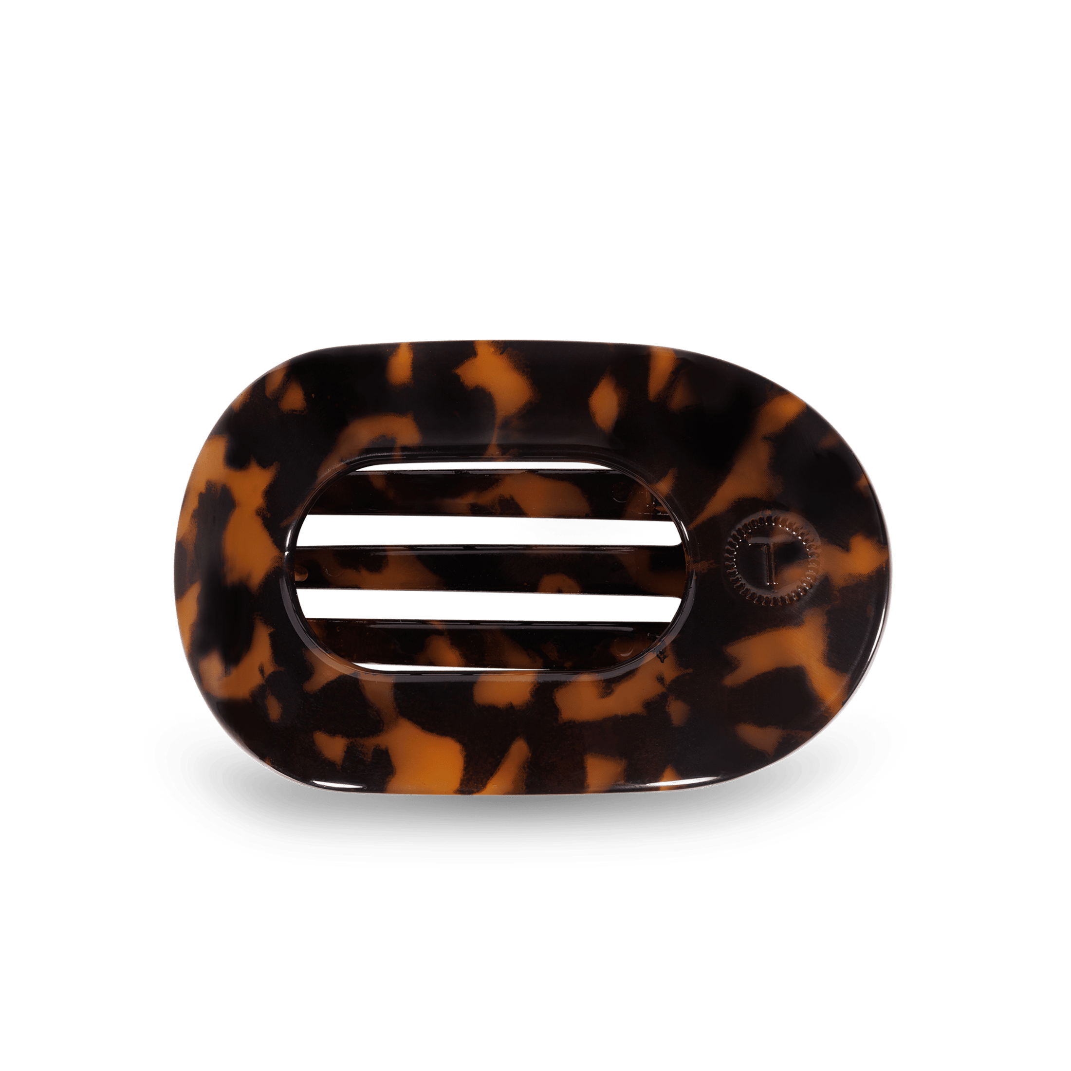 Tortoise Medium Flat Round Hair Clip in Brown | TELETIES